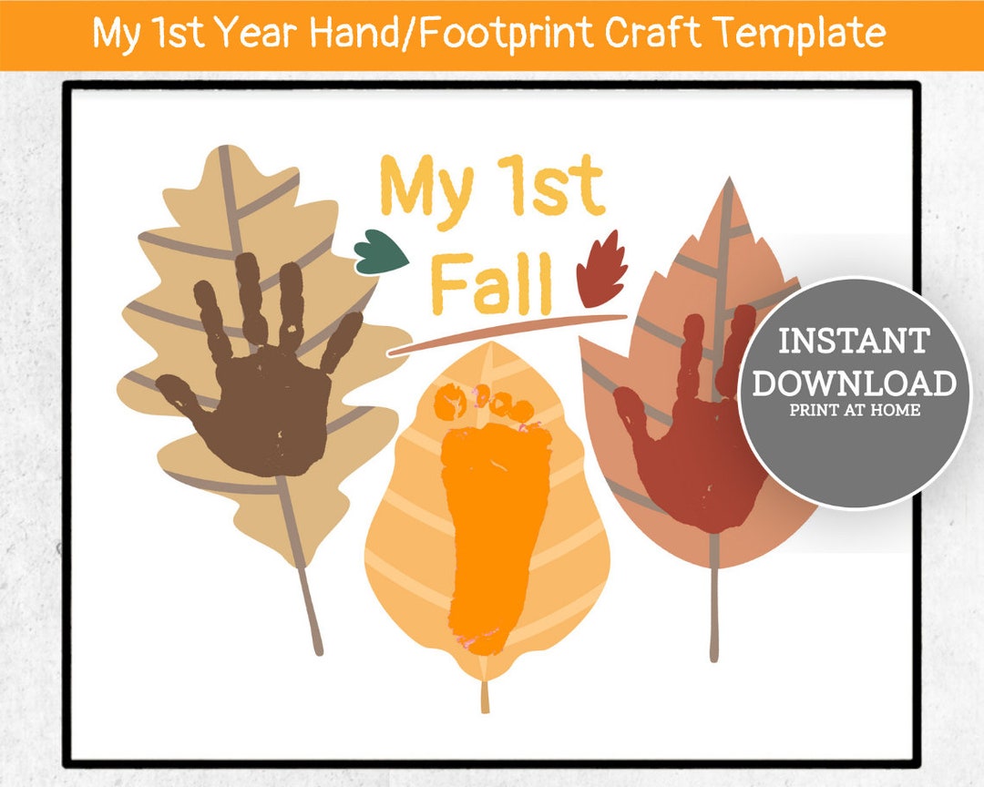 My 1st Fall Leaf Handprint Craft, Footprint Craft, Baby's 1st Fall ...