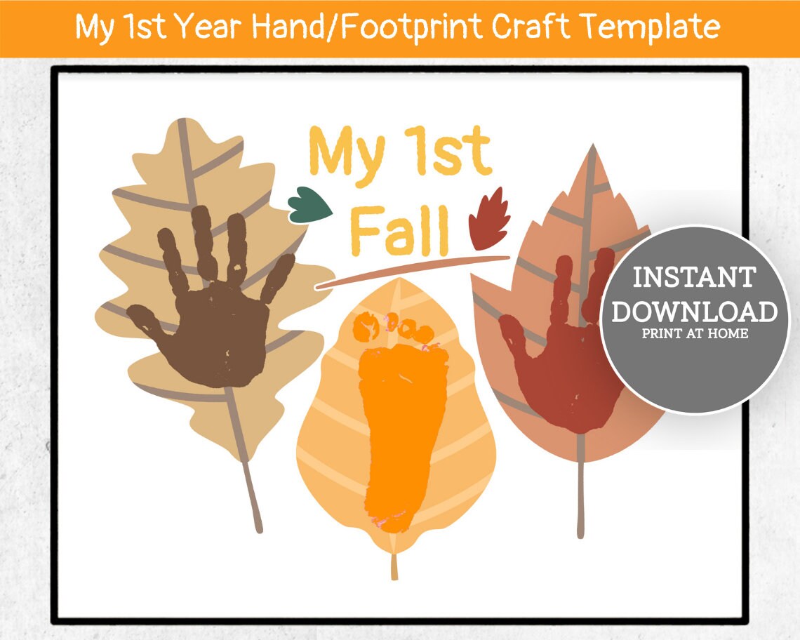 My 1st Fall Leaf Handprint Craft Footprint Craft Baby's - Etsy