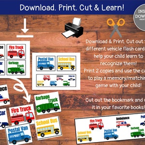 Toddler Printable Community Vehicles Activities Vehicle Matching ...