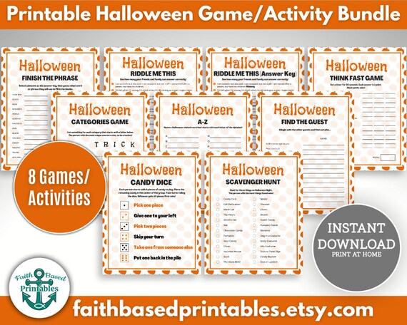 Halloween Game Bundle Printable Games Riddle Me This Candy - Etsy