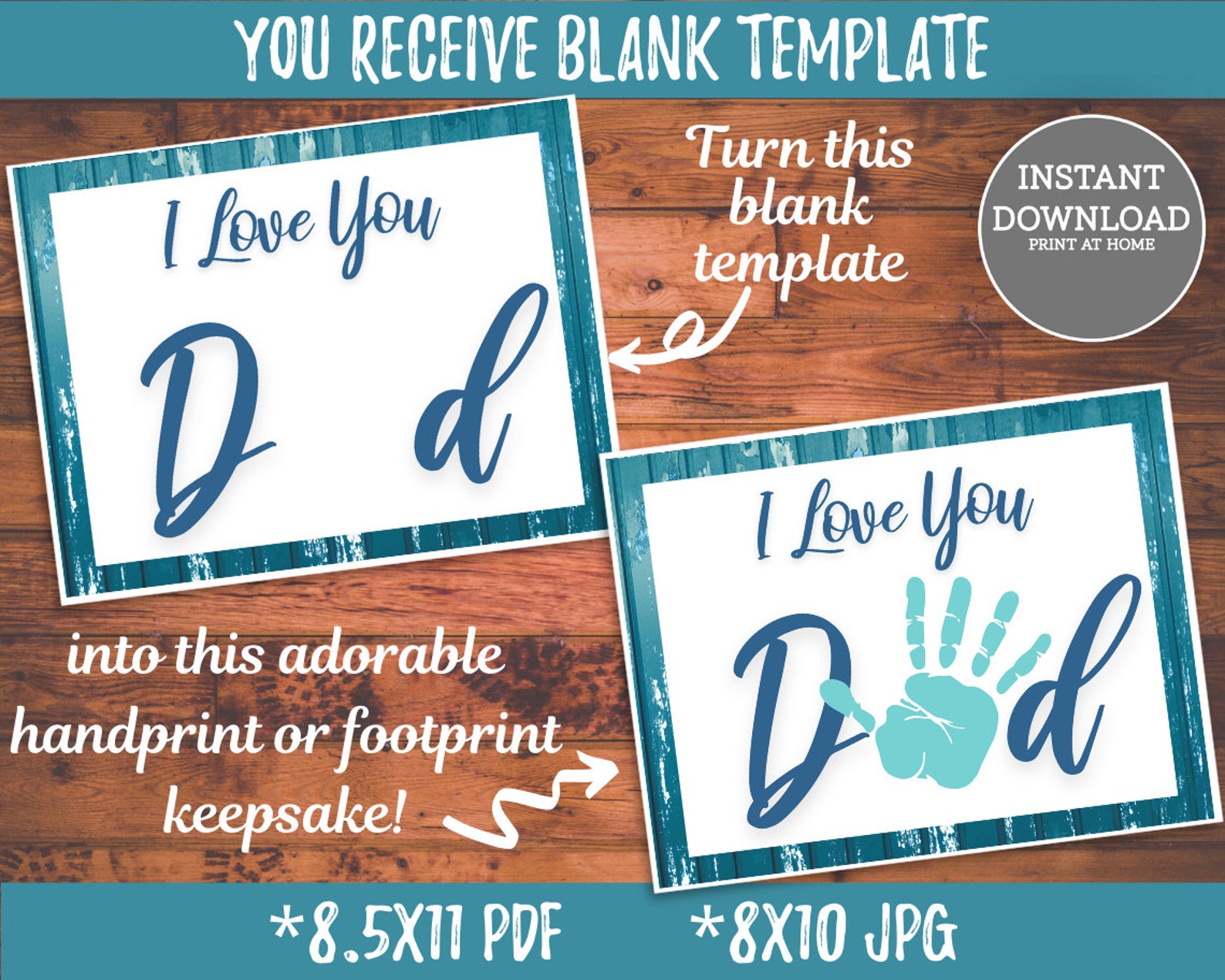 Printable Handprint Gift for Dad I Love You Dad Hand Print - Etsy