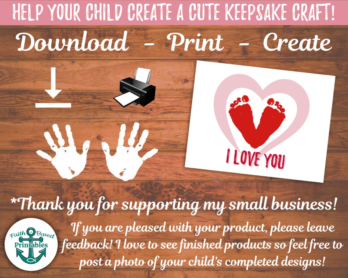 I Love You Valentines Day Handprint Art Template Printable - Etsy