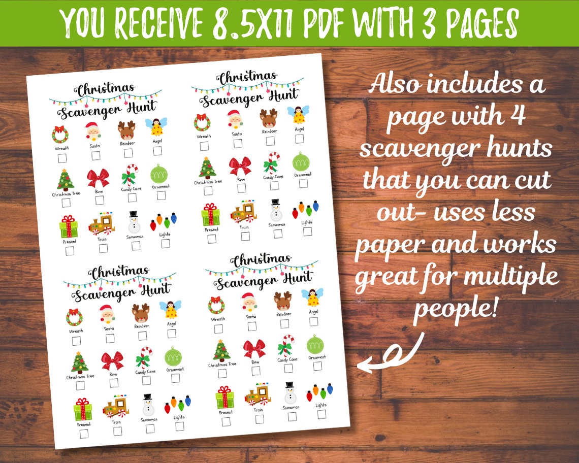 Christmas Scavenger Hunt Printable for Kids Christmas | Etsy