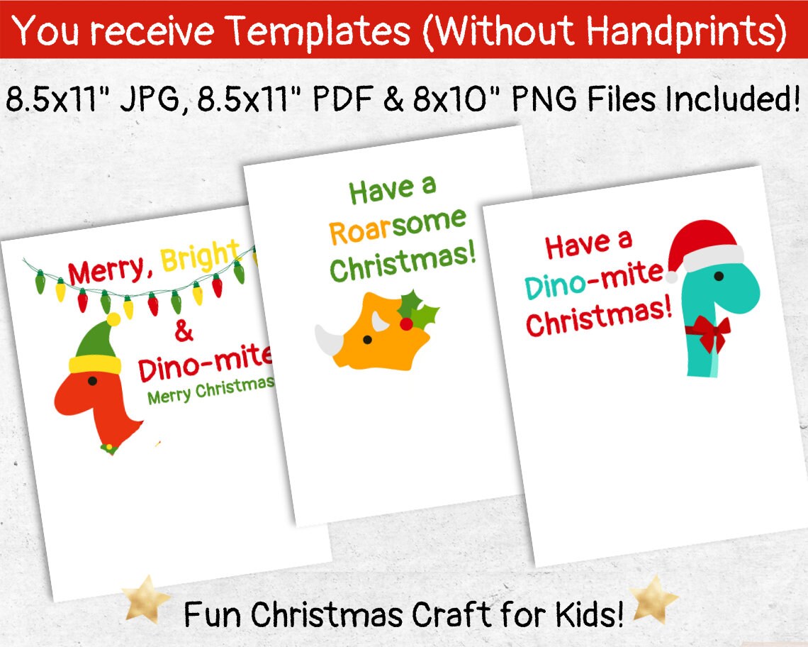 Dinosaur Christmas Handprint Craft Merry Christmas Handprint - Etsy