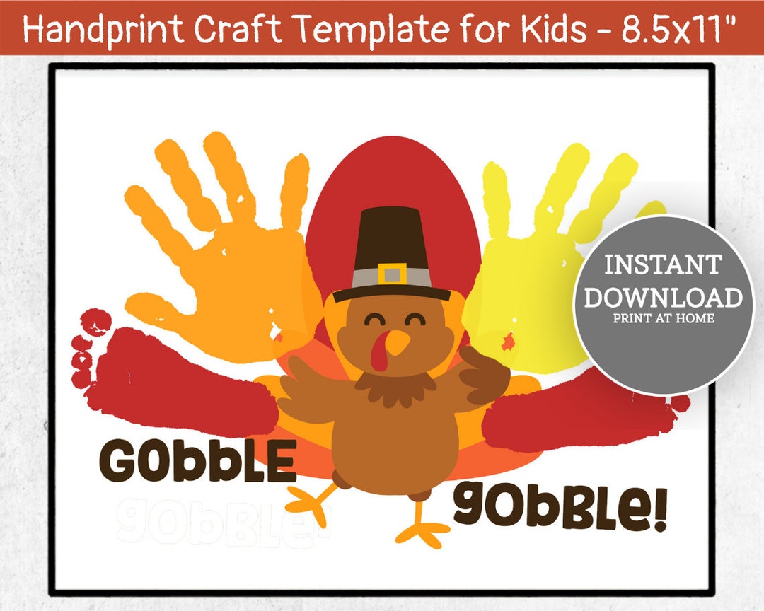 Thanksgiving Handprint Art Craft Turkey Made Out of Handprint Gobble ...