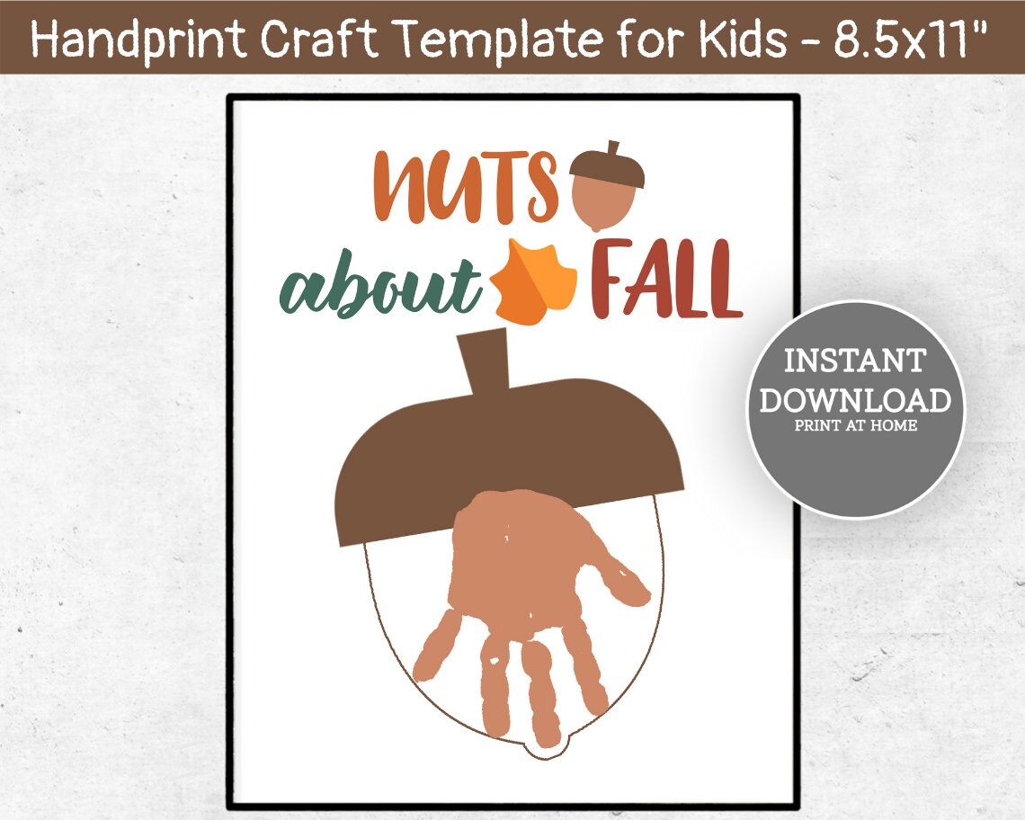 Acorn Handprint Craft Nuts About Fall Art Printable Fall - Etsy