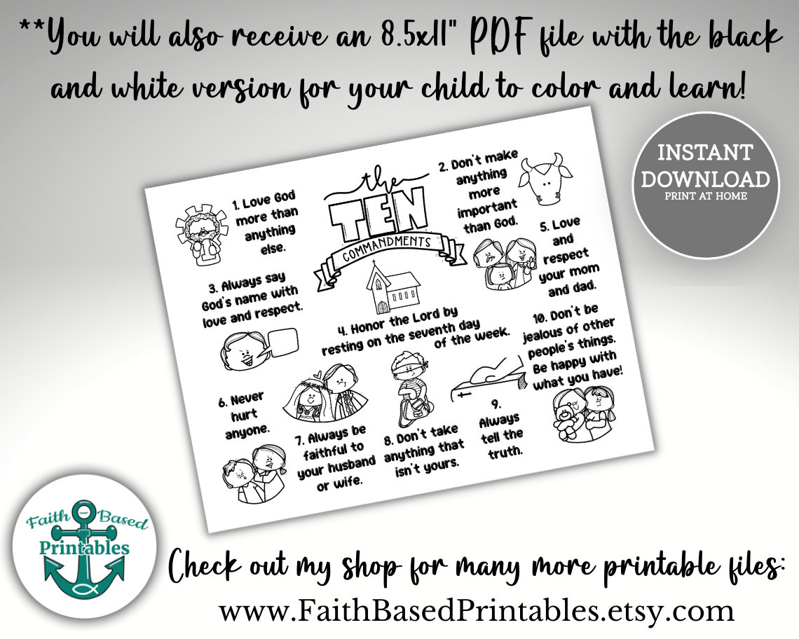 Ten Commandments Printable Ten Commandments Sign 10 | Etsy