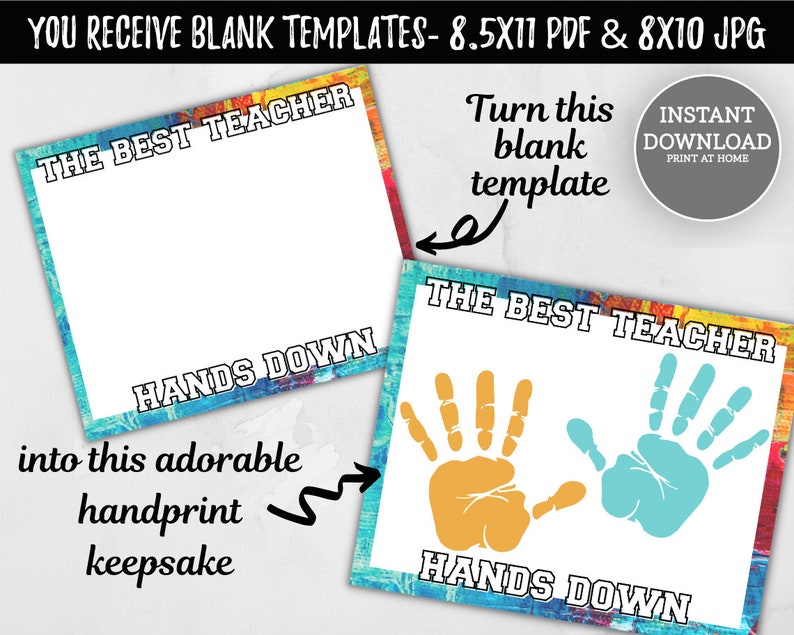 Printable Teacher Gift the Best Teacher Hands Down Handprint - Etsy