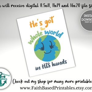 He's Got the Whole World in His Hands Printable Christian Kids Signs ...