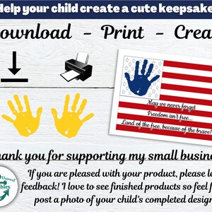 Handprint Card for Veteran Memorial Day Veterans Day Craft Hand Print ...