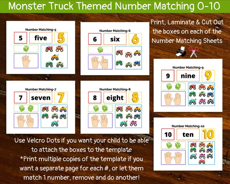 Preschool Worksheets Prek Counting Practice Monster Trucks - Etsy