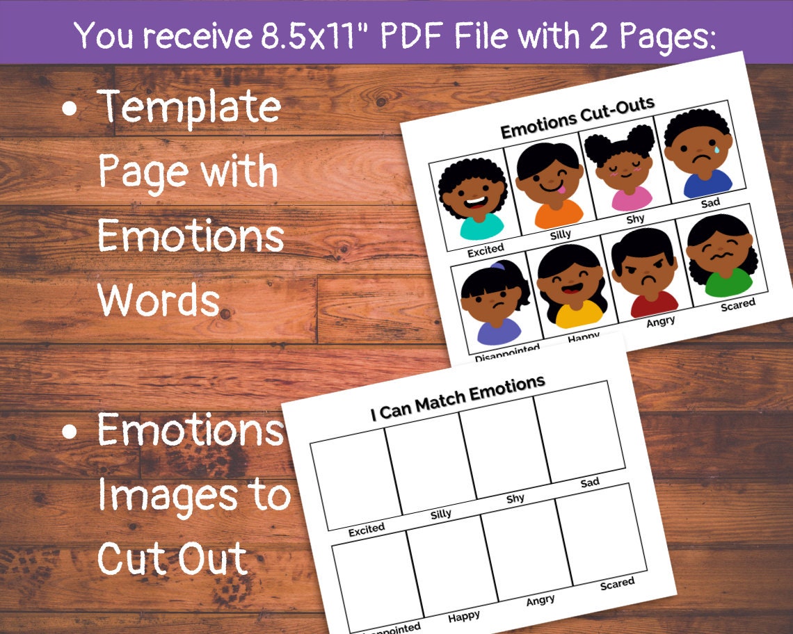 Printable Preschool Worksheets Emotions Word Matching Activity - Etsy