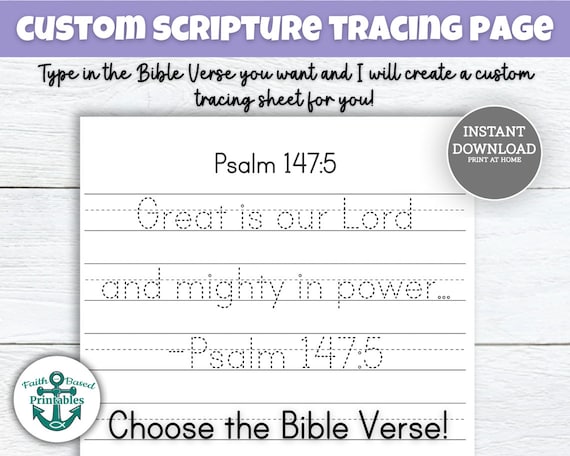 Custom Scripture Tracing Sheet Bible Verse Handwriting - Etsy