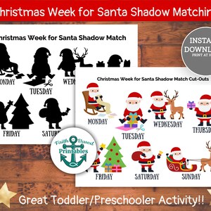 Printable Santa Activity Page Christmas Busy Book Santa Shadow Matching ...
