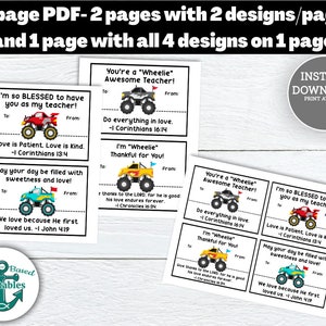 Christian Teacher Valentine Cards for Teachers From Boys Monster Truck ...