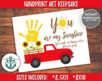 Printable You Are My Sunshine Handprint Art Craft Gift for - Etsy
