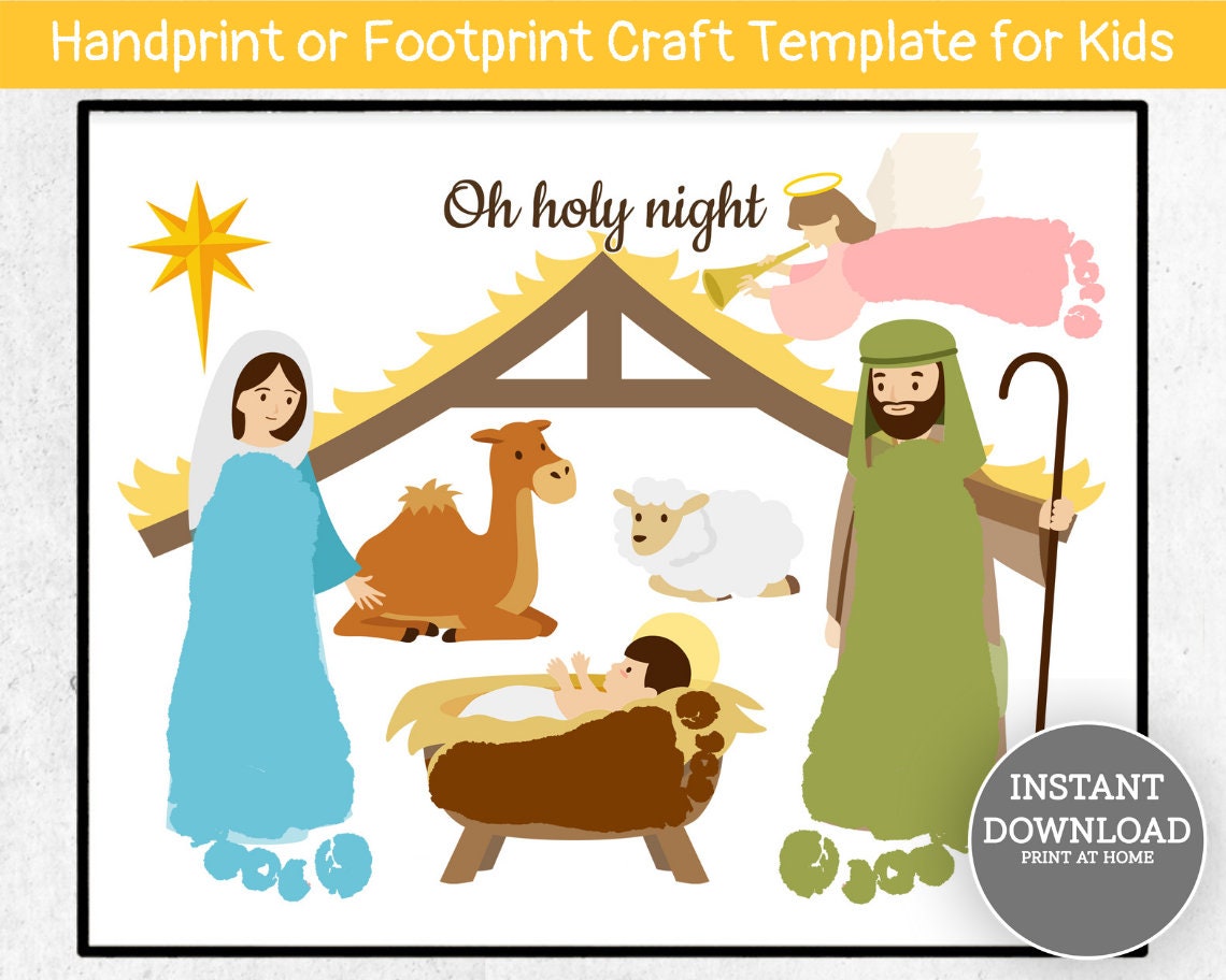 Christmas Nativity Scene Footprint Craft Footprint Nativity - Etsy