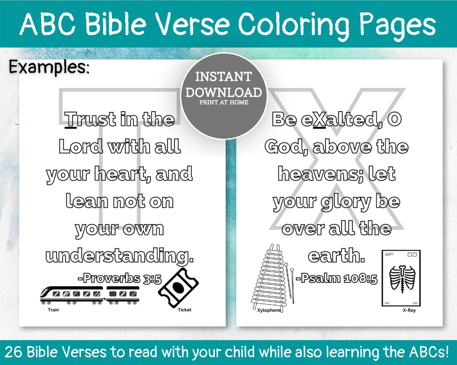 ABC Scripture Coloring Pages Printable Bible Coloring Pages | Etsy Canada