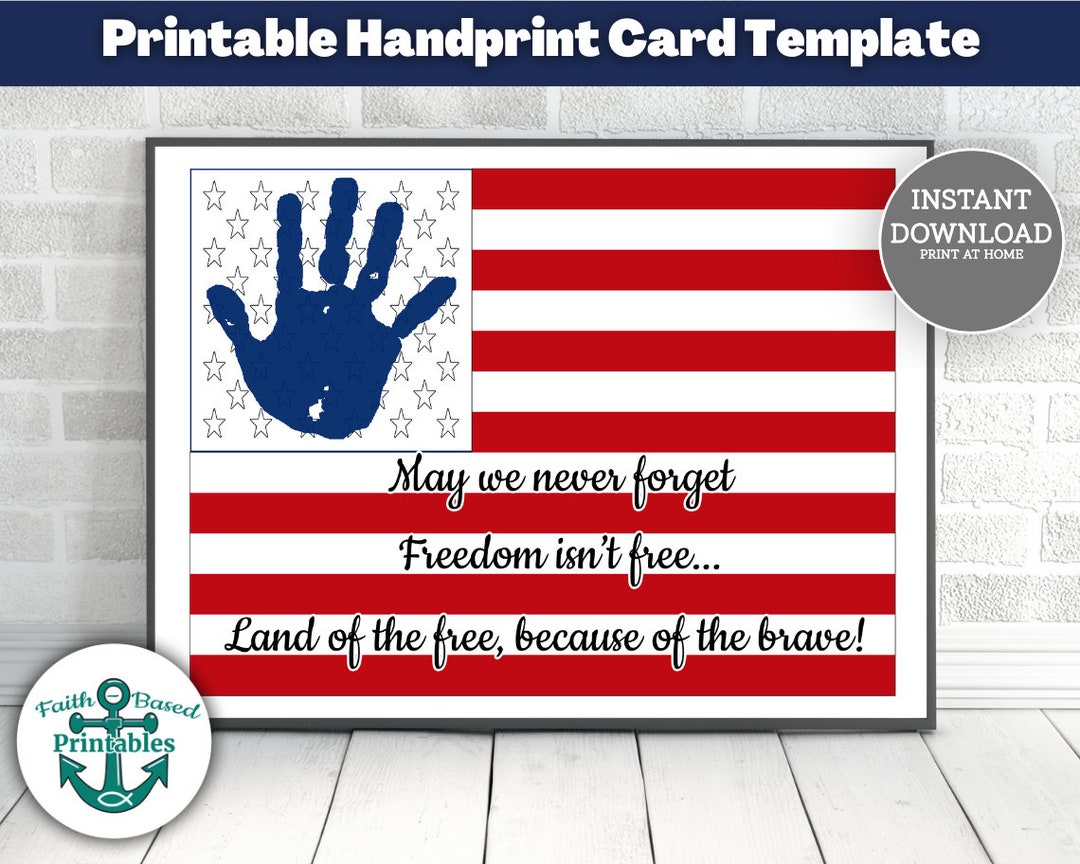 Handprint Card for Veteran Memorial Day Veterans Day Craft Hand Print ...