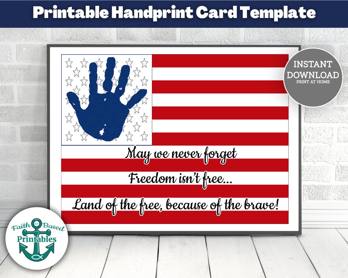 Handprint Card for Veteran Memorial Day Veterans Day Craft - Etsy