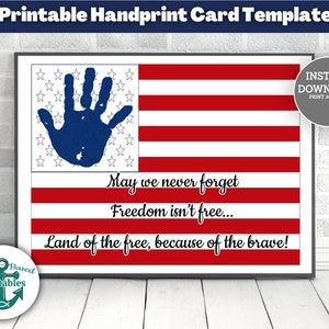 Handprint Card for Veteran Memorial Day Veterans Day Craft Hand Print ...