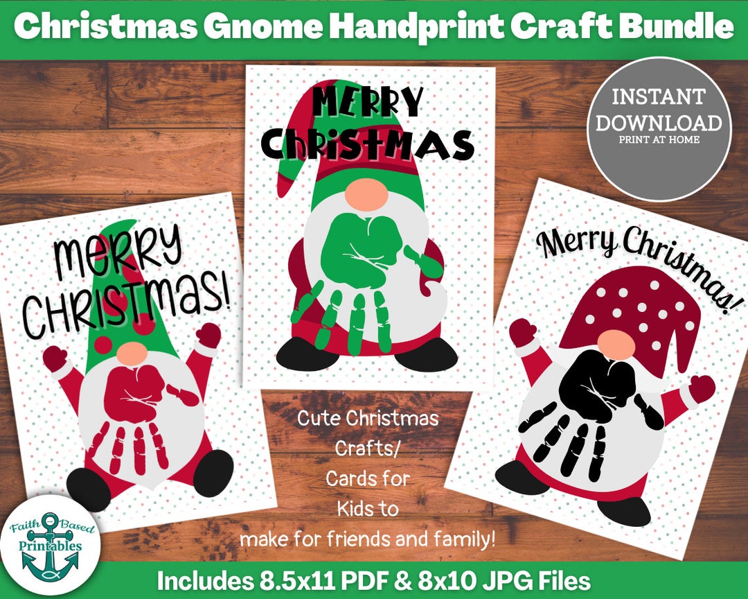 Merry Christmas Gnome Hand Print Craft Bundle Handprint Crafts Xmas ...