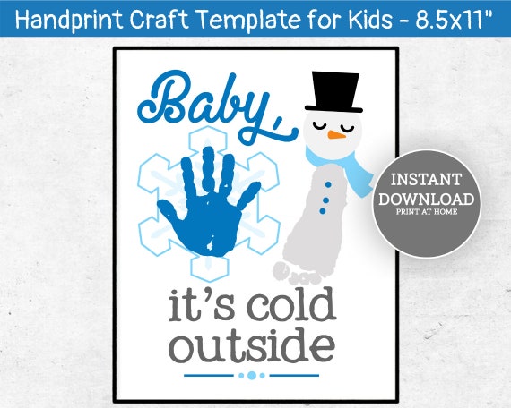 Handprint Snowflake Footprint Snowman Baby Its Cold Outside | Etsy
