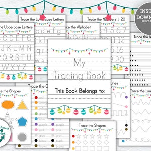 Printable Christmas Busy Book Tracing Sheets Quick Easy Handwriting ...