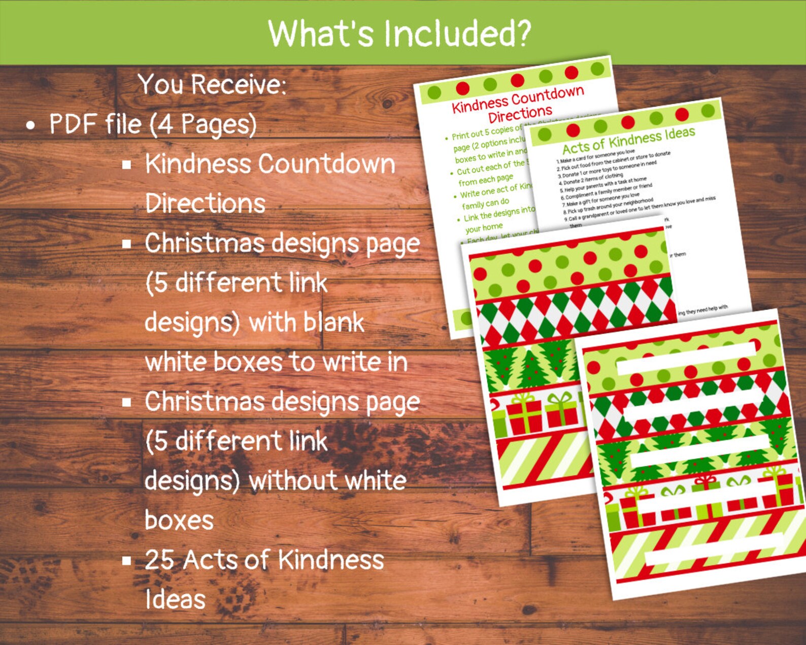 Printable Christmas Kindness Countdown for Kids Printable - Etsy