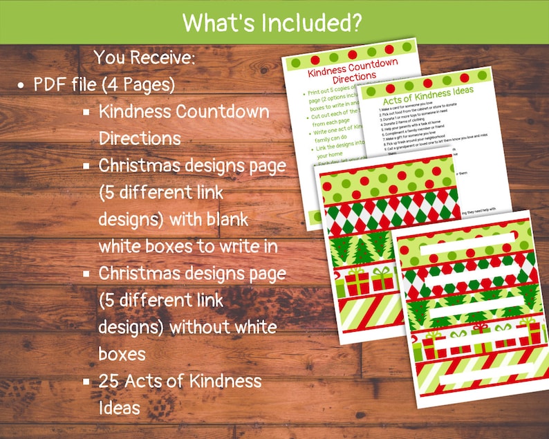 Printable Christmas Kindness Countdown for Kids Printable - Etsy