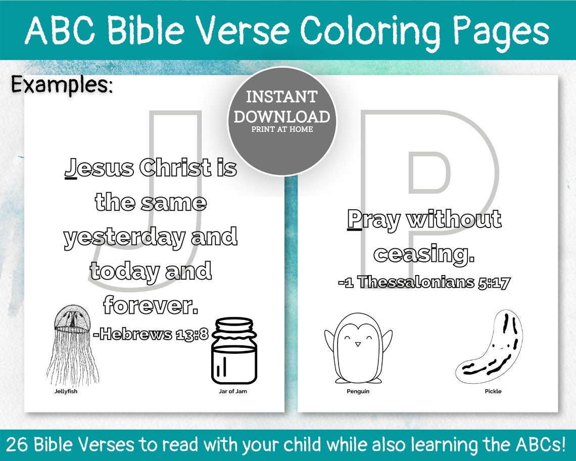 ABC Scripture Coloring Pages Printable Bible Coloring Pages | Etsy Canada