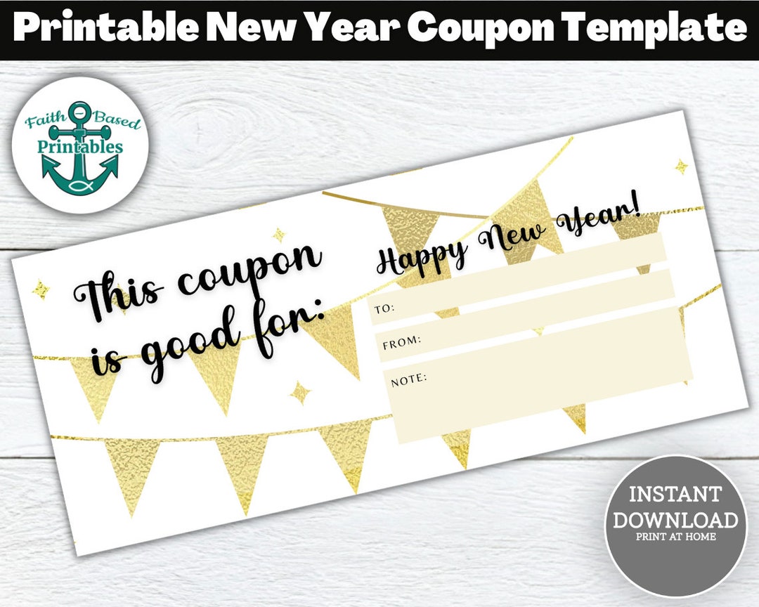Printable New Year's Coupon Book Template Blank Coupons Gifts for ...