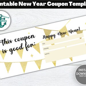 Printable New Year's Coupon Book Template Blank Coupons Gifts for ...