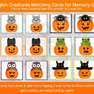Halloween Matching Game, Pumpkin Matching Activity, Pumpkin Game ...