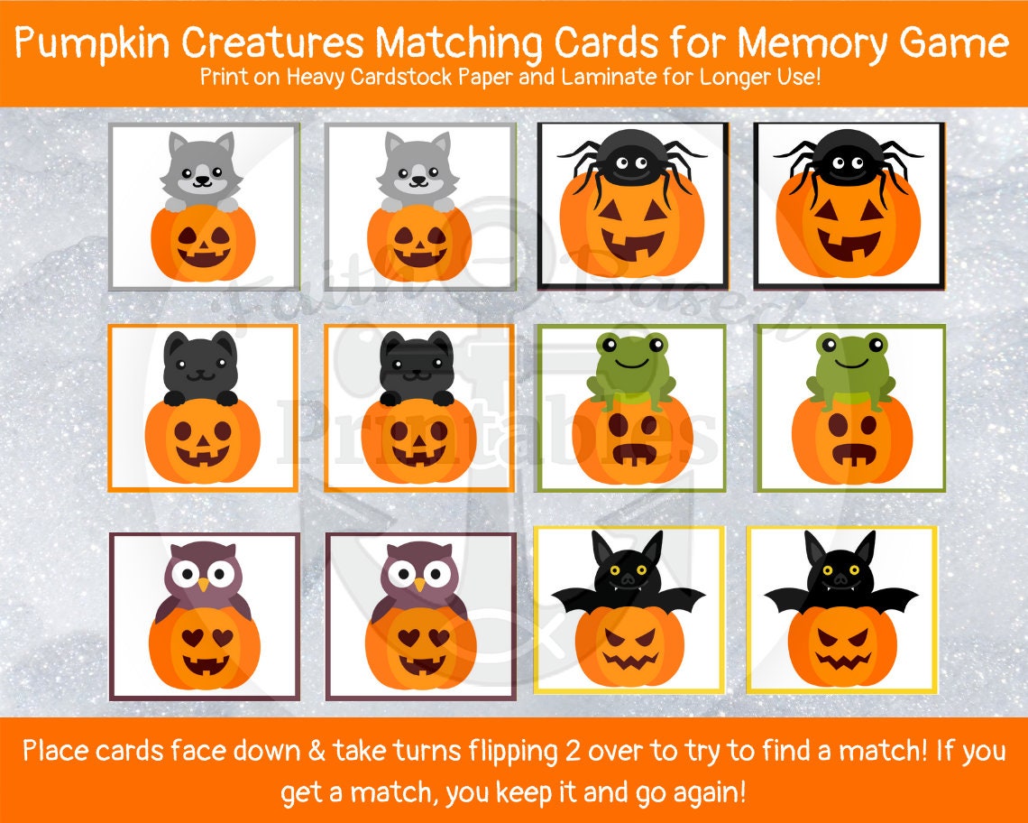 Halloween Matching Game Pumpkin Matching Activity Pumpkin - Etsy