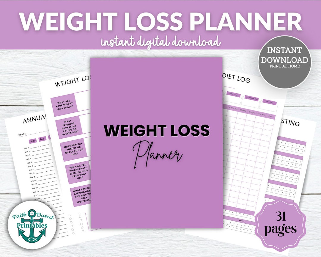 Weight Loss Planner Printable Purple Weight Loss Tracker Fitness ...