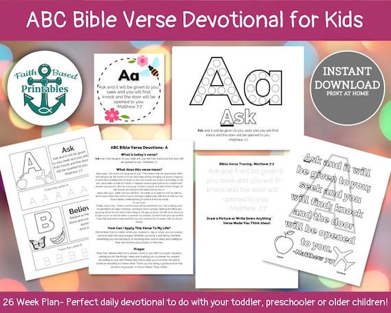 Christian Homeschool Prek Printable ABC Devotion for Kids ABC | Etsy