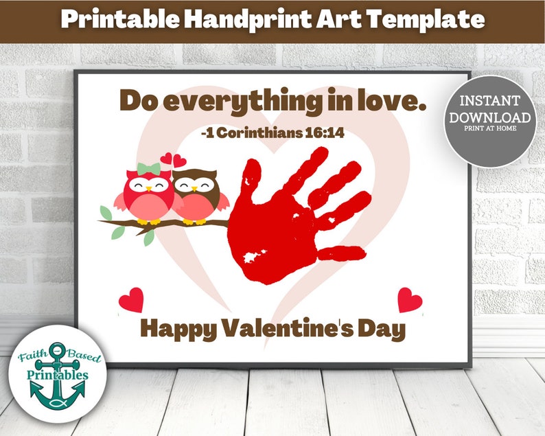 Handprint Art Valentine 1 Corinthians 16:14 Christian - Etsy
