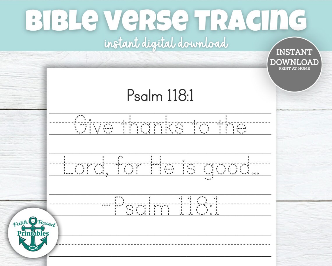 Psalm 118:1 Scripture Tracing Sheet Bible Memory Verse - Etsy