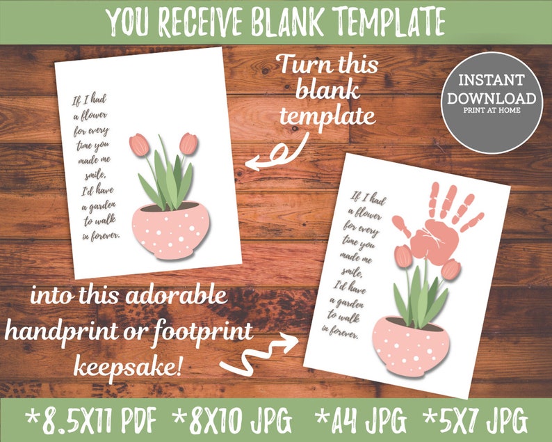 Handprint Art Flower Handprint Gift Mother's Day Printable | Etsy