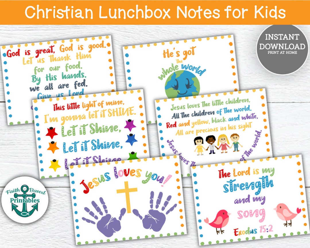 Christian Lunch Box Notes for Kids Lunchbox Notes Jesus Loves You Note ...