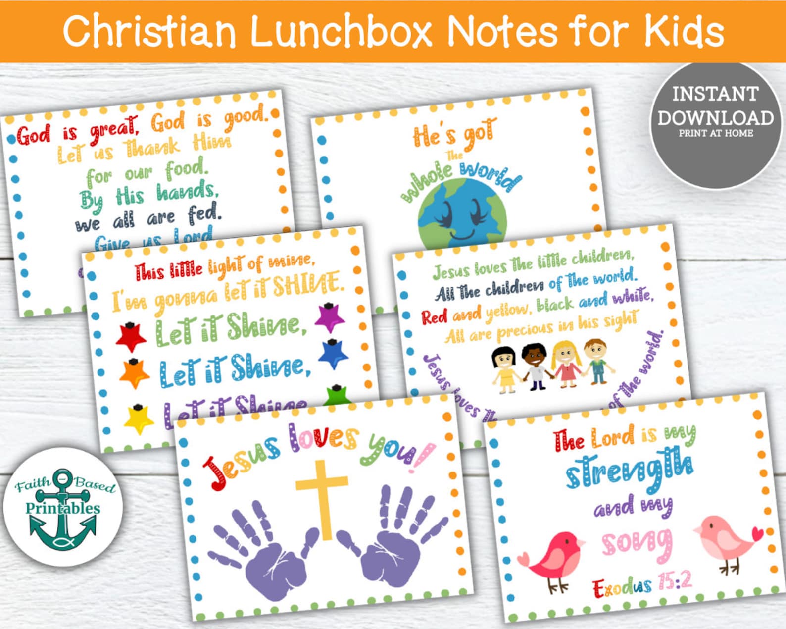 Christian Lunch Box Notes for Kids Lunchbox Notes Jesus Loves - Etsy