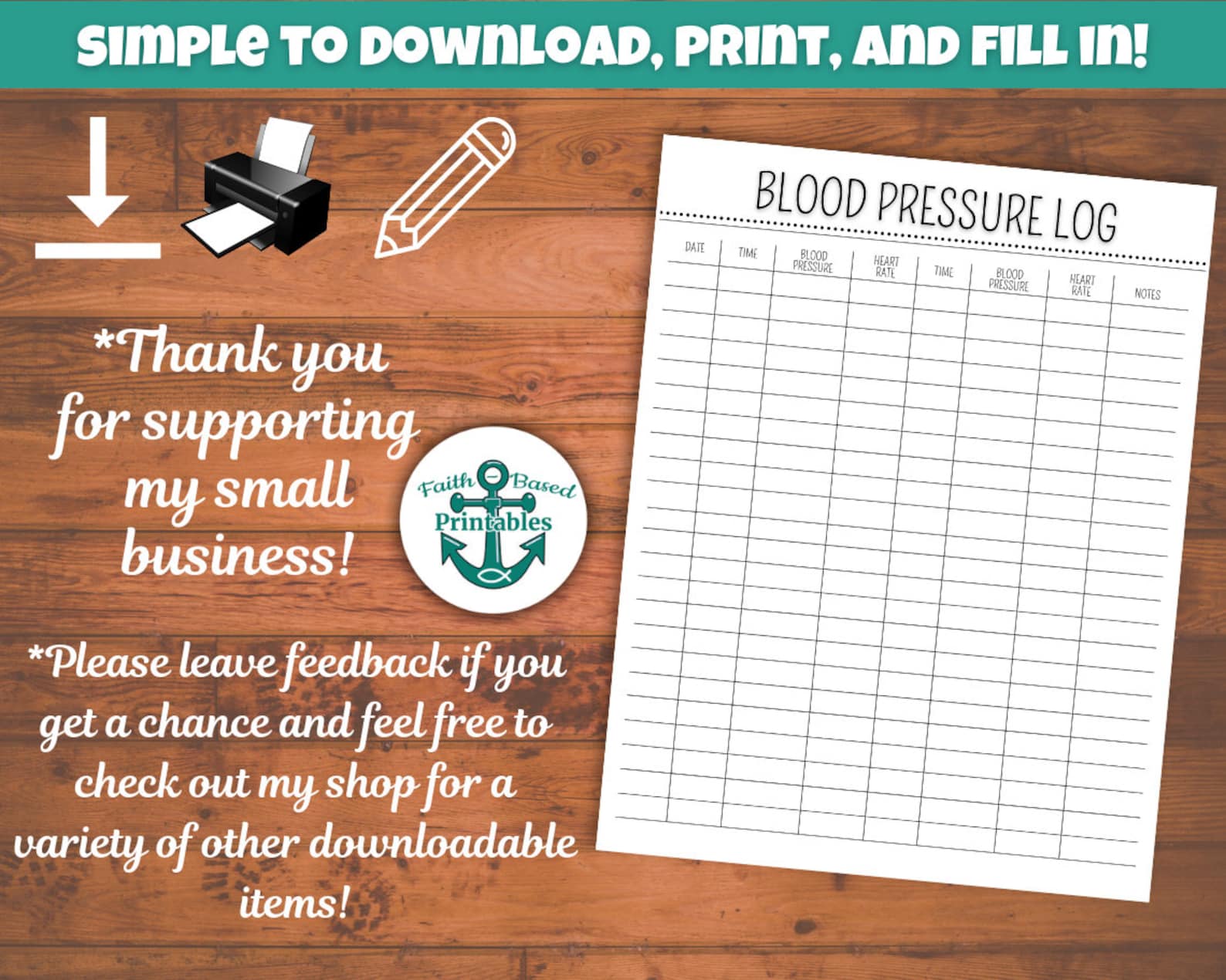 Blood Pressure Log Printable Blood Pressure Chart Tracker Record ...