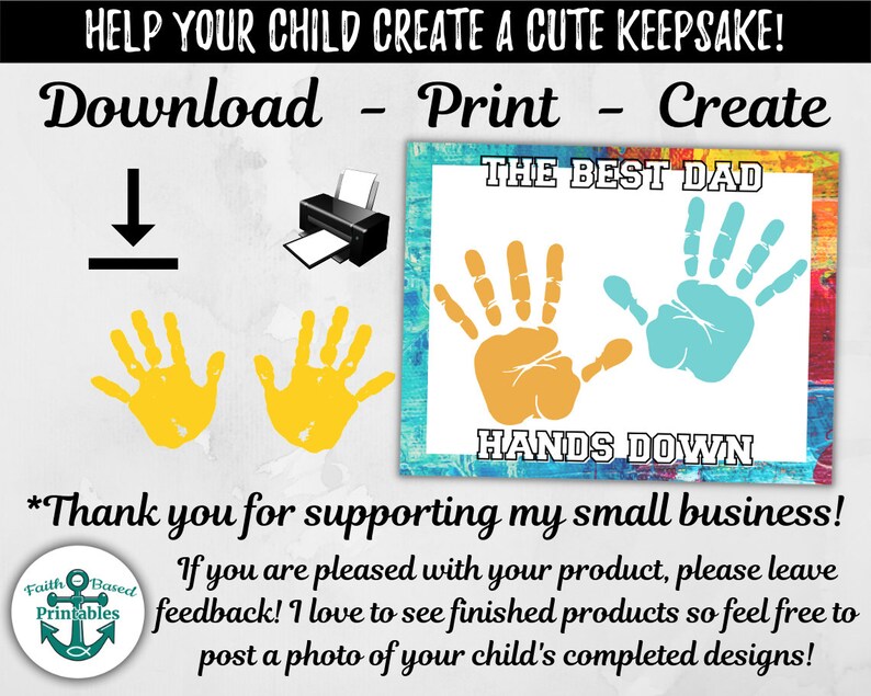 The Best Dad Hands Down Printable Gift for Daddy Handprint Art | Etsy