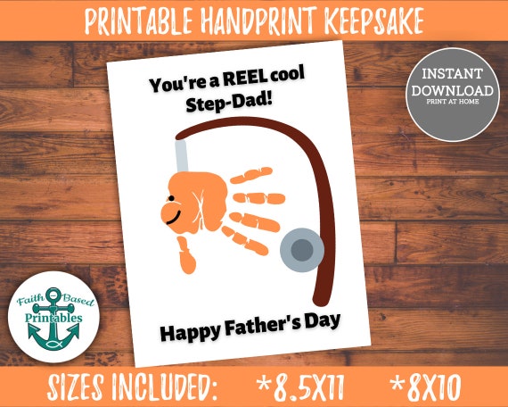 You're a Reel Cool Step-dad Father's Day Handprint - Etsy