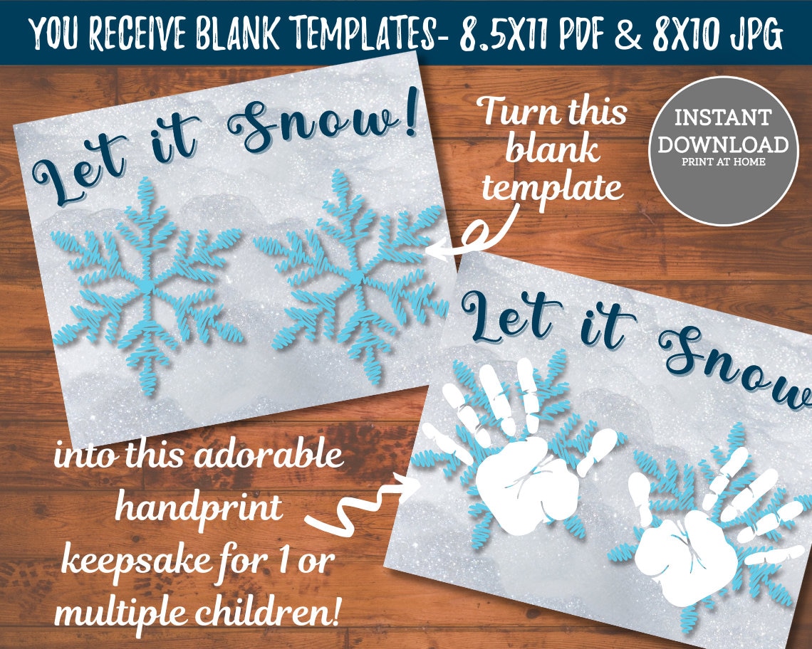 Let It Snow Handprint Art Template Printable Winter Craft Hand - Etsy