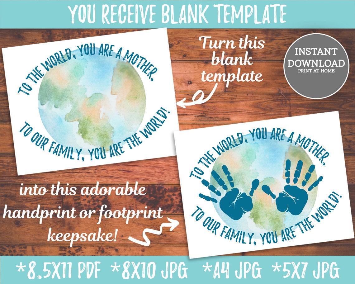 Mothers Day Handprint Art to the World You Are a Mother - Etsy