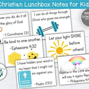 Christian Lunch Box Notes for Kids Lunchbox Notes Bible Verse Note ...