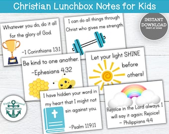 Christian Lunchbox Notes for Kids, Bible Verse Lunch Box Cards for ...