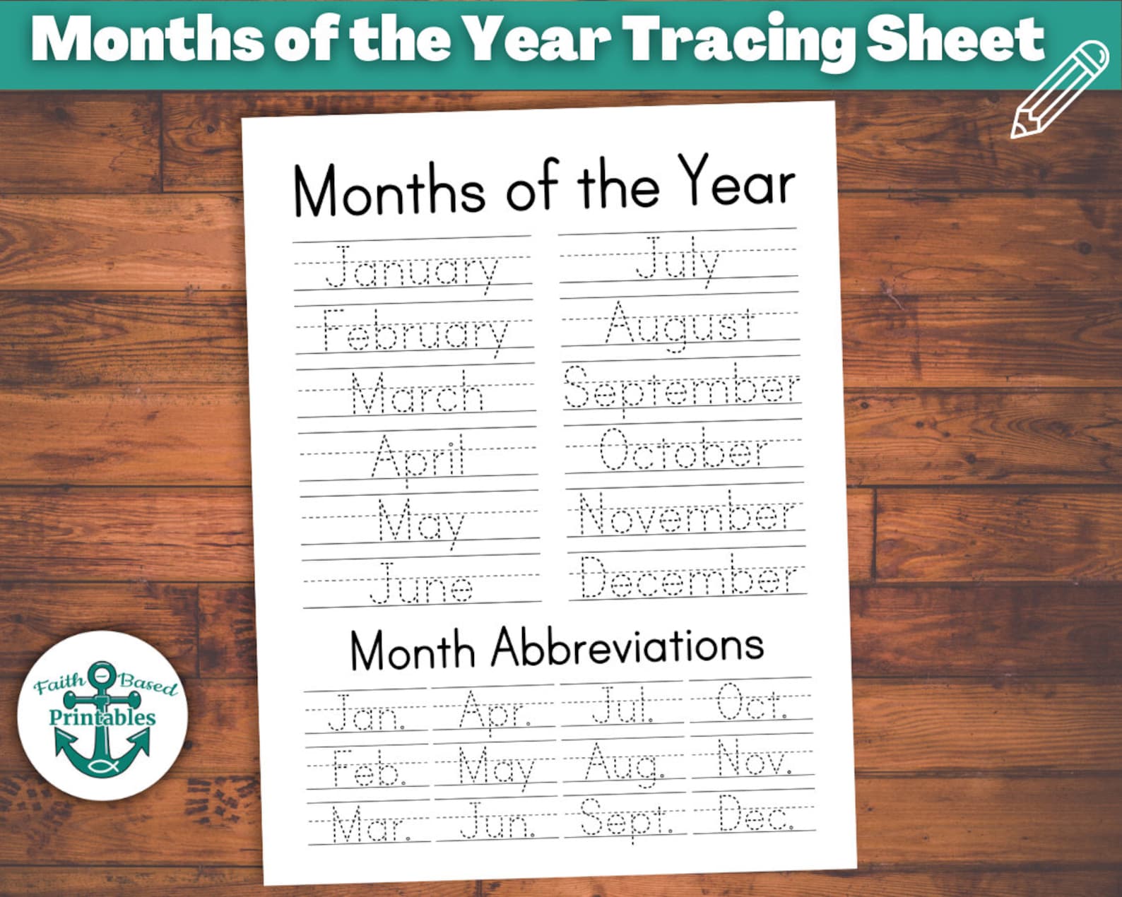 Months of the Year Tracing Worksheet Printable Handwriting - Etsy UK
